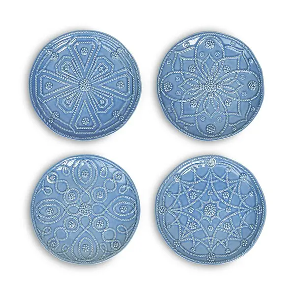 JULISKA Jardins Du Monde Assorted Side/cocktail Plates, Set Of 4 - Blue