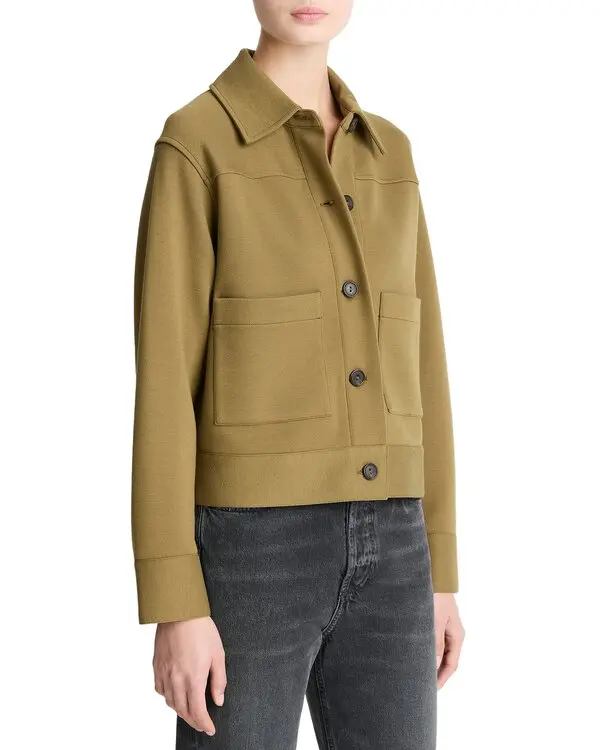 Vince Cropped Patch Pocket Jacket - Dark Olive
