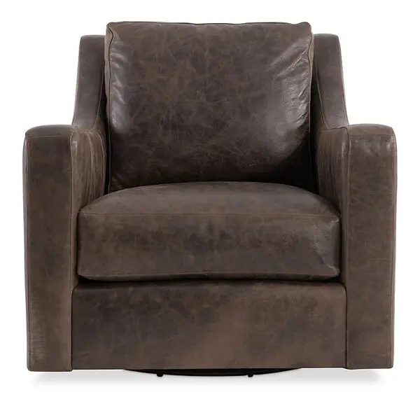 BERNHARDT Temecula Leather Swivel Chair - Brown -