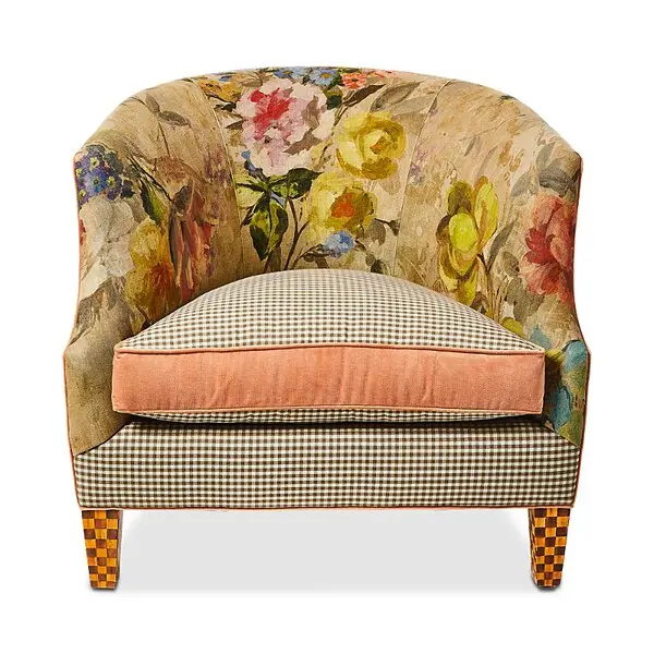 MACKENZIE-CHILDS Field Study Floral & Gingham Accent Chair - Multi/floral