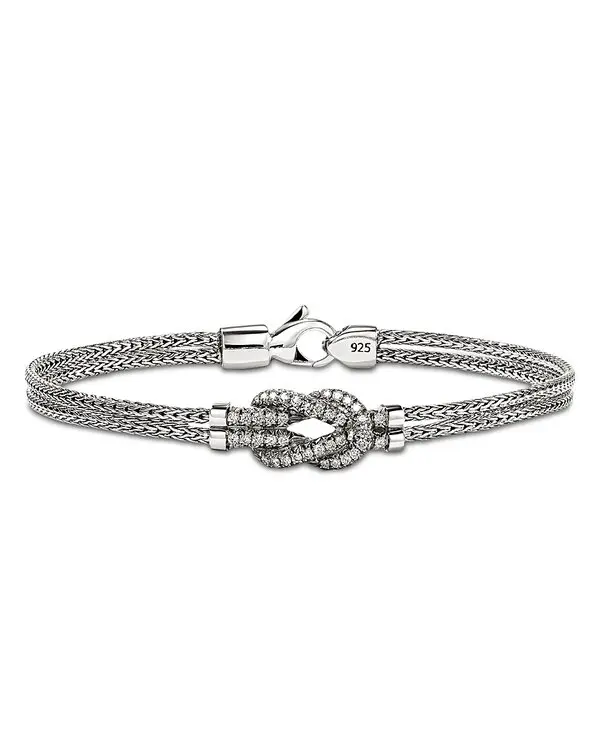 John Hardy 14k Love Knot Diamond Bracelet - Sterling Silver