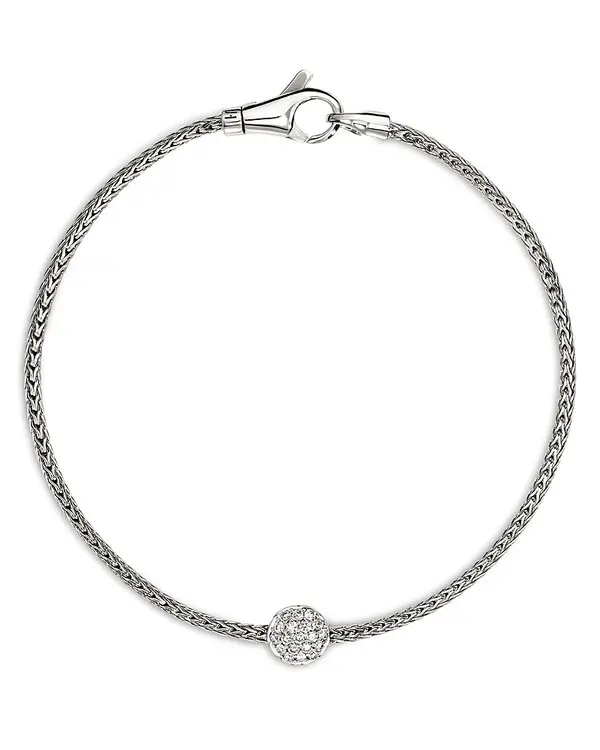John Hardy Sterling Diamond Pave Disc Chain Bracelet - Silver