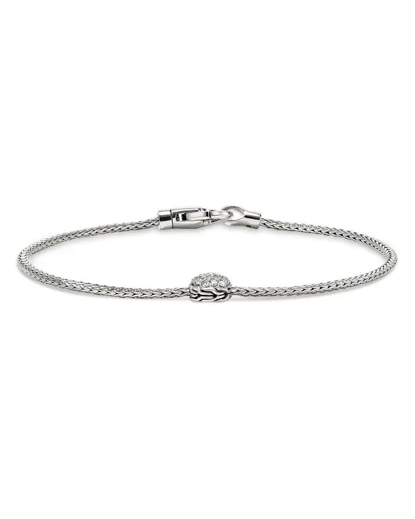 John Hardy Sterling Diamond Pave Disc Chain Bracelet - Silver