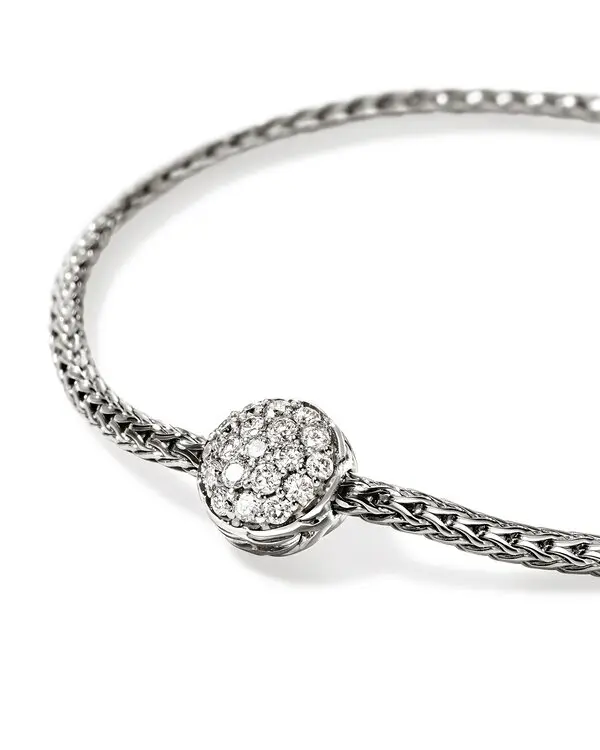 John Hardy Sterling Diamond Pave Disc Chain Bracelet - Silver