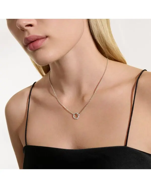 John Hardy Sterling Diamond Circle Pendant Necklace