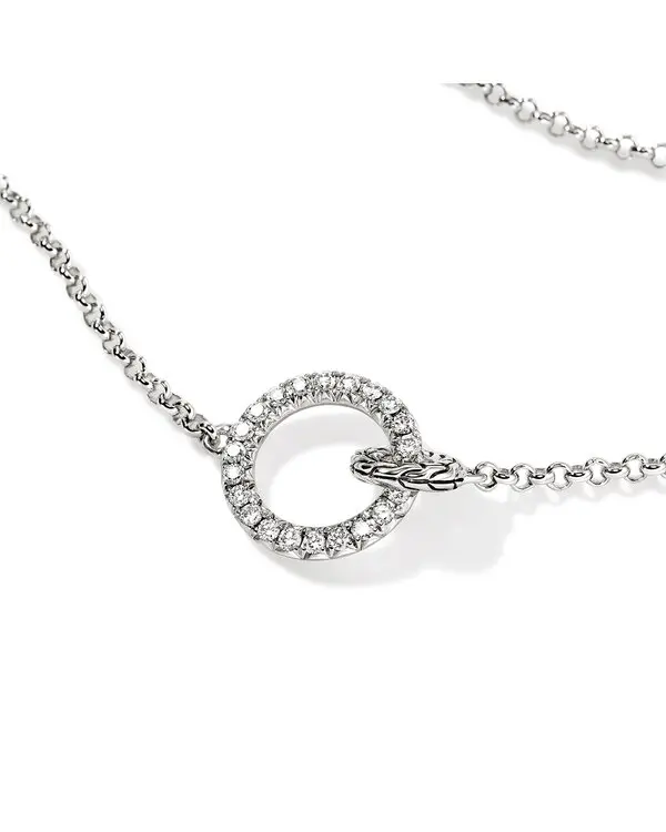 John Hardy Sterling Diamond Circle Pendant Necklace
