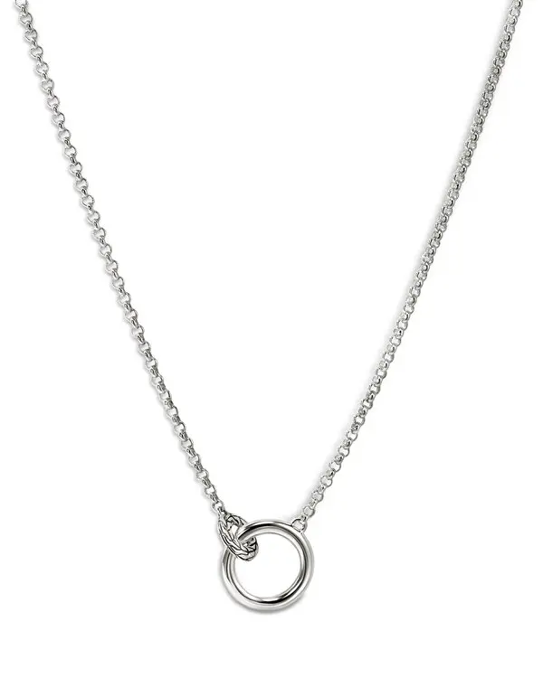 John Hardy Sterling Diamond Circle Pendant Necklace