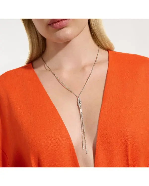 John Hardy Sterling Diamond Lariat Necklace - Silver