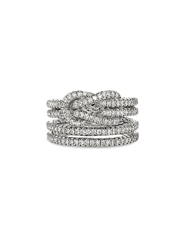 John Hardy Sterling Love Knot Diamond Ring - Silver