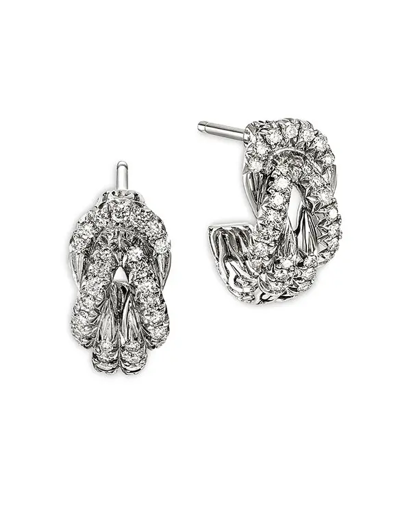 John Hardy Sterling Diamond Pave Love Knot Earrings - Silver