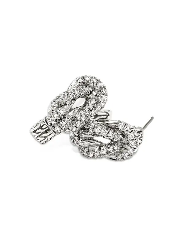 John Hardy Sterling Diamond Pave Love Knot Earrings - Silver