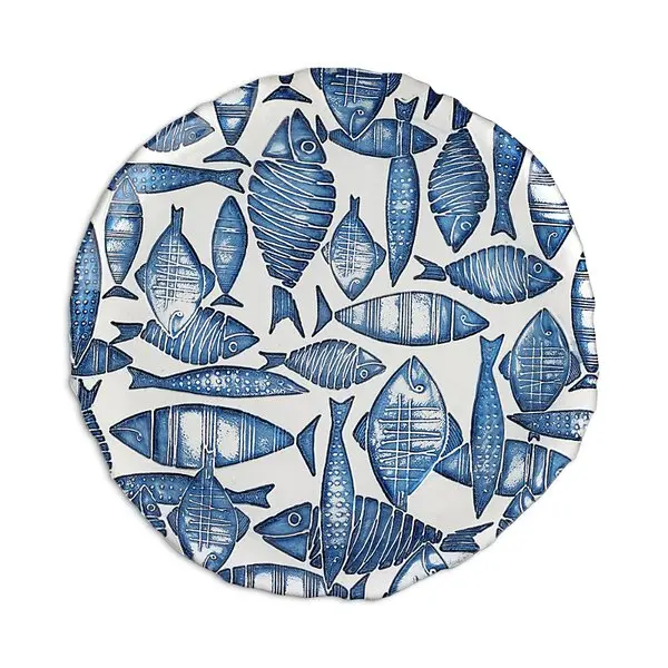 VIETRI Isola Glass Round Platter - Blue