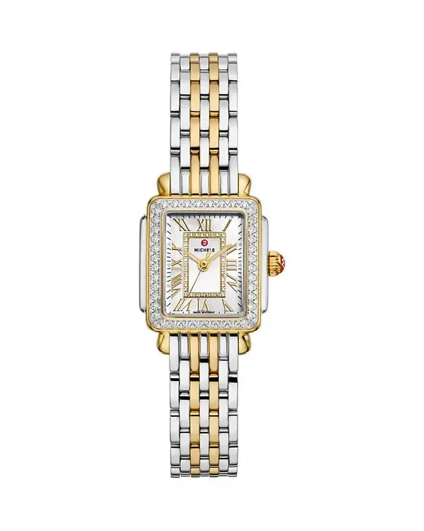 Michele Deco Madison Mini Two Tone Watch - Mother Of Pearl/two Tone