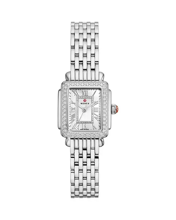 Michele Deco Madison Mini Watch, 23mm X 24mm - Mother Of Pearl/silver