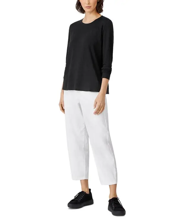 Eileen Fisher Linen Jersey Crewneck Tee - Black
