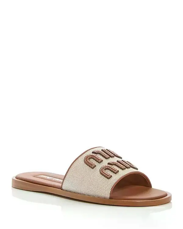 Miu Miu Logo Slide Sandals
