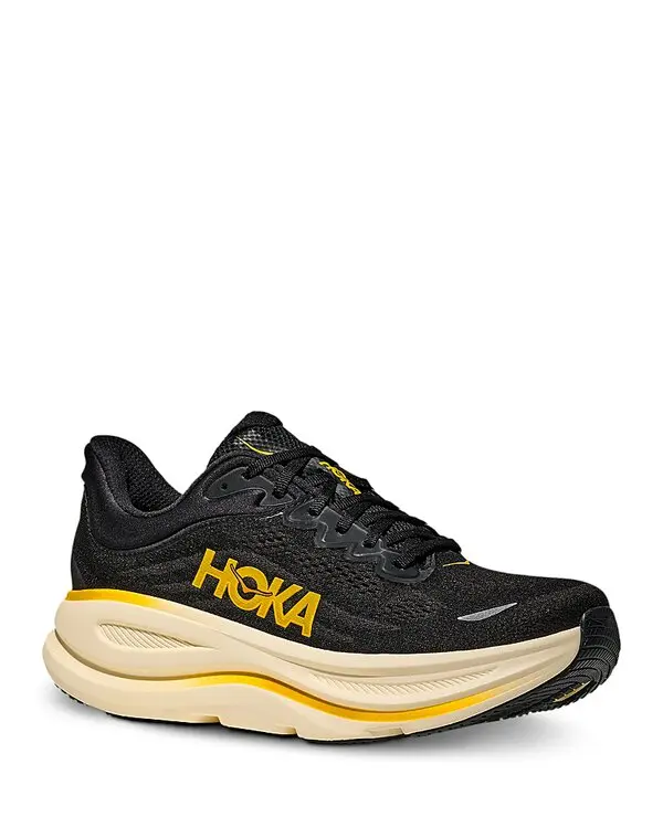HOKA® Bondi Lace-up Sneakers - Carbon Black Yellow