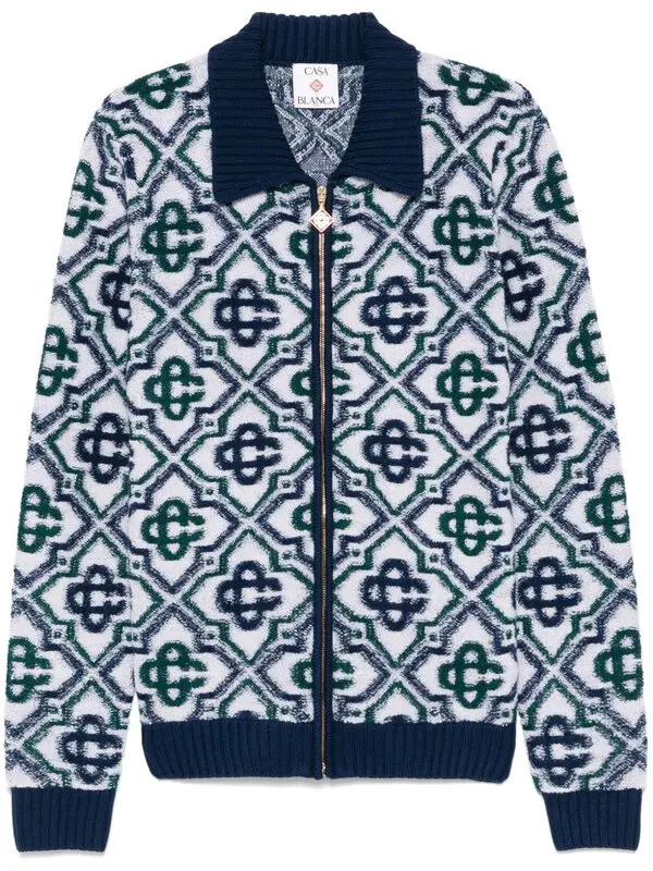 Casablanca Monogram Jacquard Cardigan - Grey