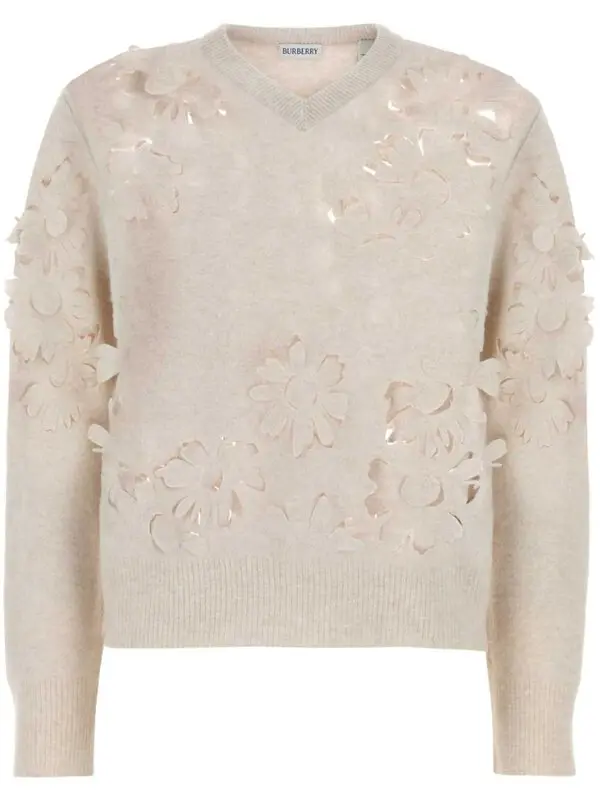 Burberry Cutout Daisy Sweater - Neutrals