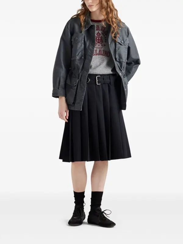 Prada Belted Pleated Skirt - Blue