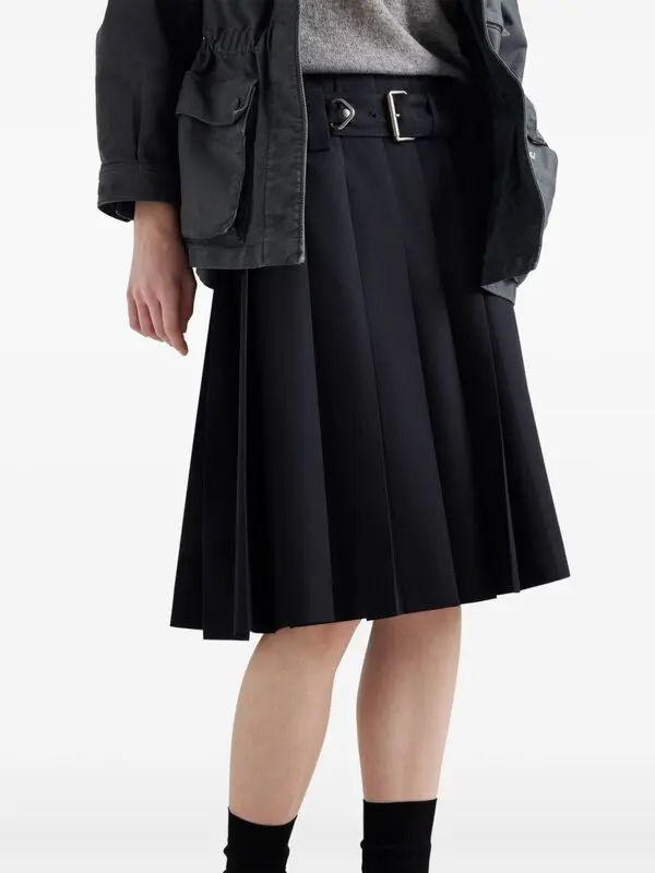 Prada Belted Pleated Skirt - Blue