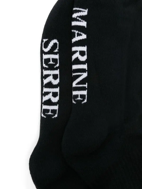 MARINE SERRE Moon Logo Ribbed Knit Socks - Black