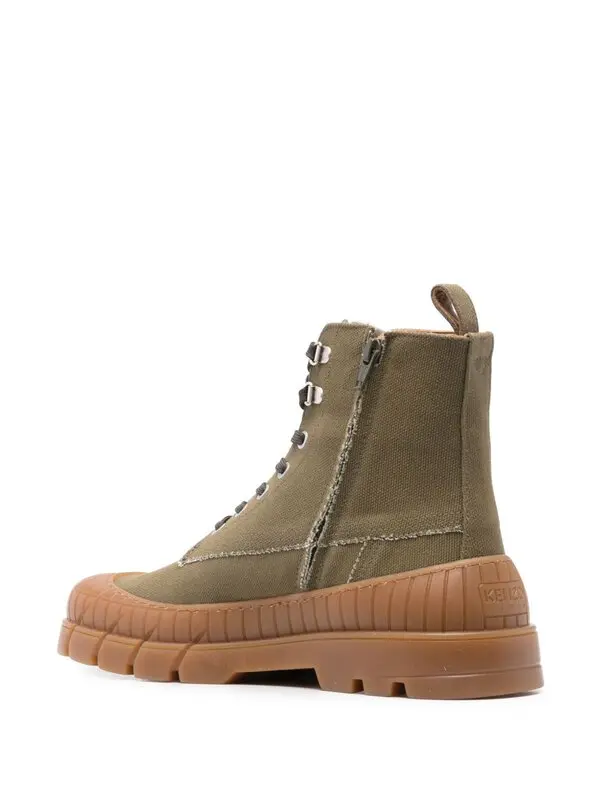 Kenzo Canvas Lace-up Boots - Green