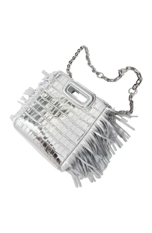 Maje Mini M Bag With Chain - Silver