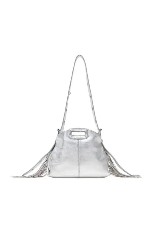 Maje Miss M Mini Metallic Leather Bag - Silver