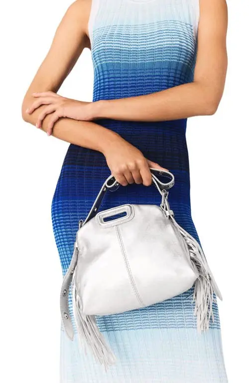 Maje Miss M Mini Metallic Leather Bag - Silver