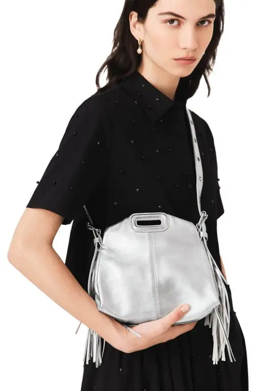 Maje Miss M Mini Metallic Leather Bag - Silver