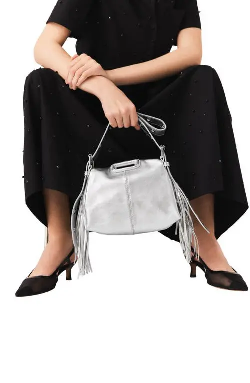 Maje Miss M Mini Metallic Leather Bag - Silver