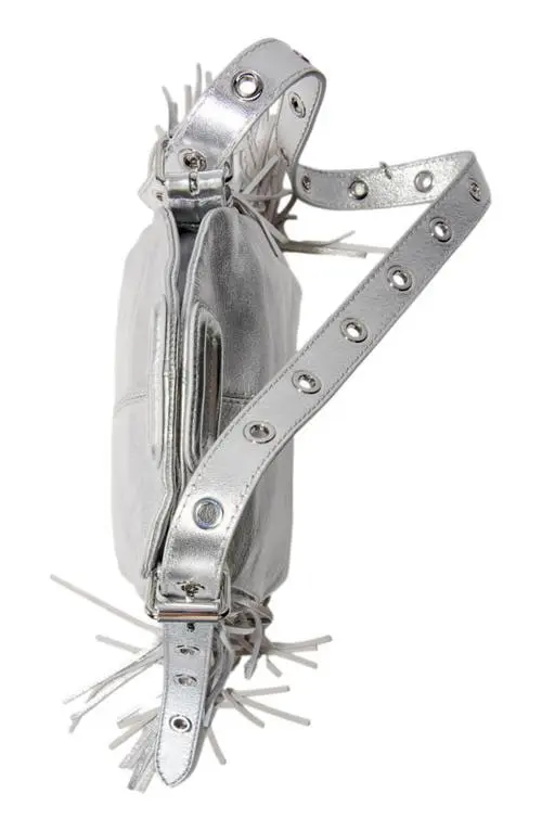 Maje Miss M Mini Metallic Leather Bag - Silver