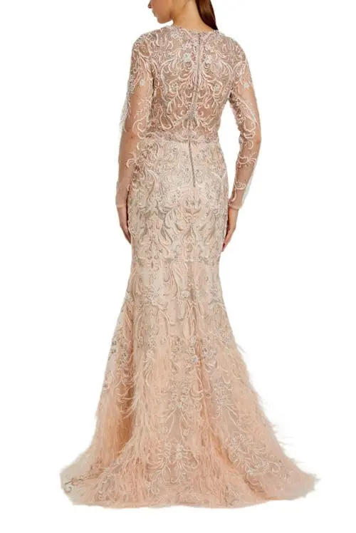 Mac Duggal Embroidered Illusion Trumpet Gown