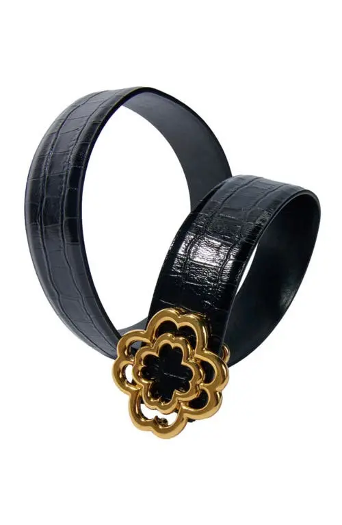 Maje Croc-effect Leather Double M Belt