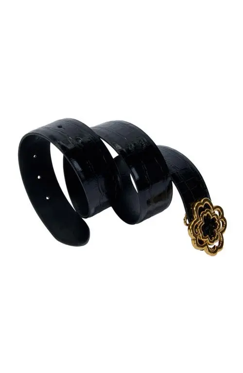 Maje Croc-effect Leather Double M Belt