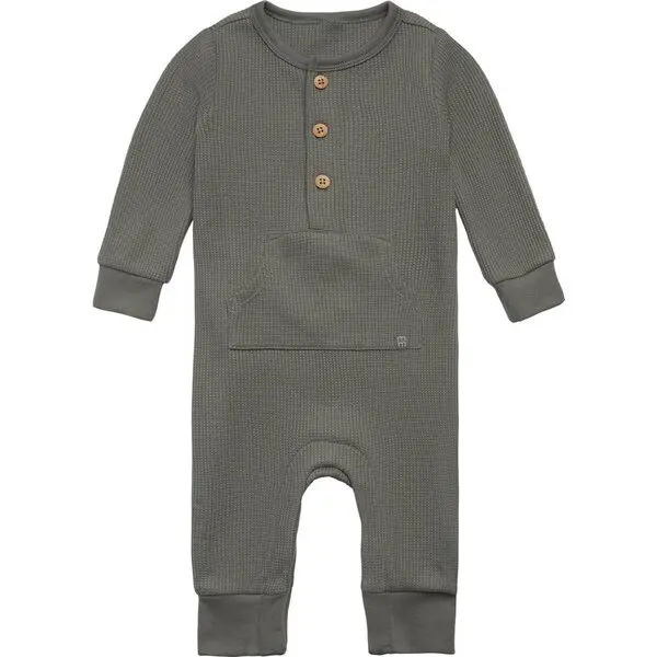 MODERN MOMENTS™ BY GERBER Waffle Knit Romper With Kangaroo Pocket - Dark Green