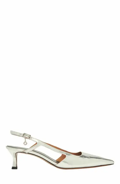 Maje Strappy Leather High Heel Pumps - Silver