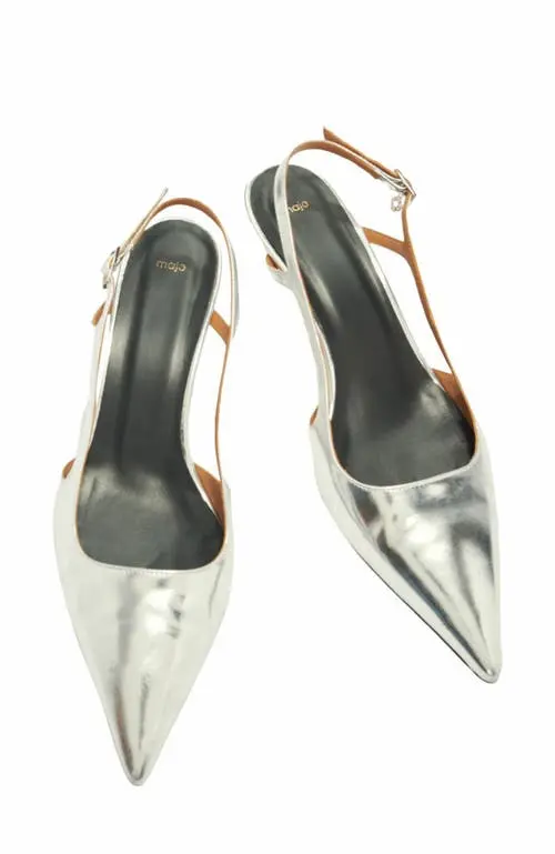 Maje Strappy Leather High Heel Pumps - Silver