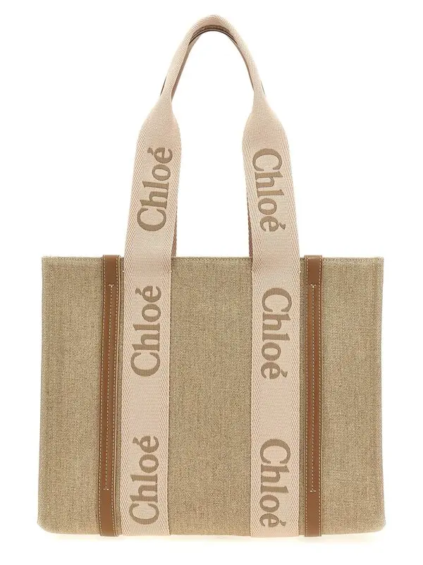 Chloé Woody Medium' Shopping Bag - Beige