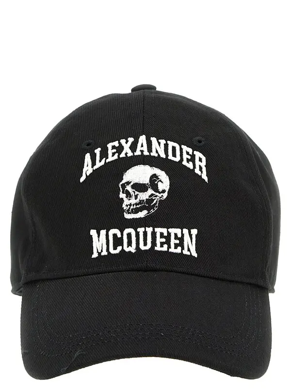 Alexander McQueen Logo Embroidered Cap - White/black