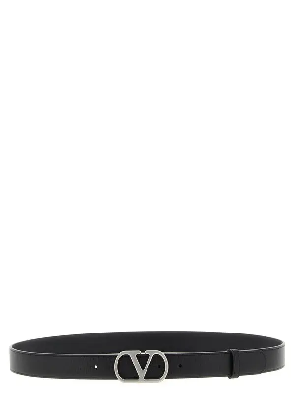 Valentino Garavani Vlogo Signature Leather Belt - Black