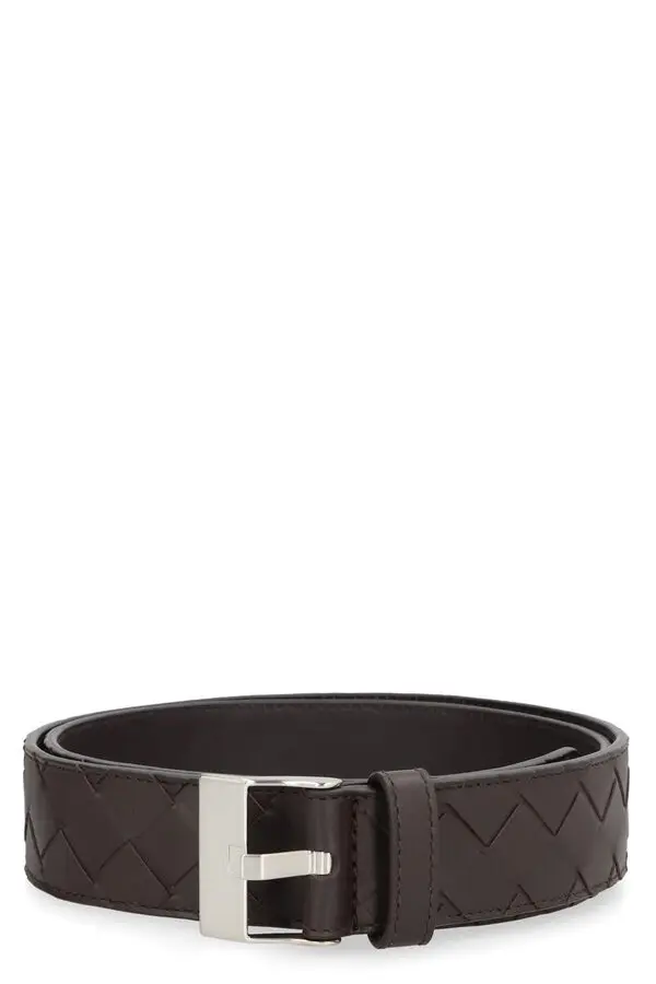Bottega Veneta Intrecciato Calf Leather Belt - Brown