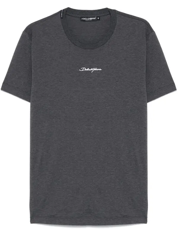 Dolce & Gabbana Logo-embroidered Cotton T-shirt - Grey