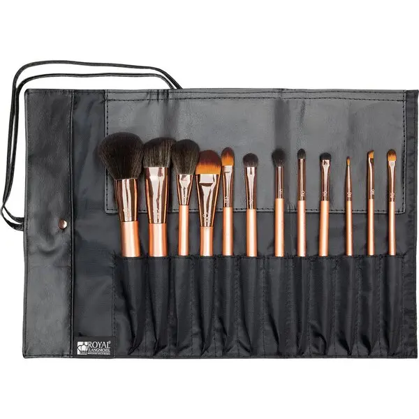OMNIA BRUSH Rose Gold 13pc Wrap Makeup Brush Set - Black