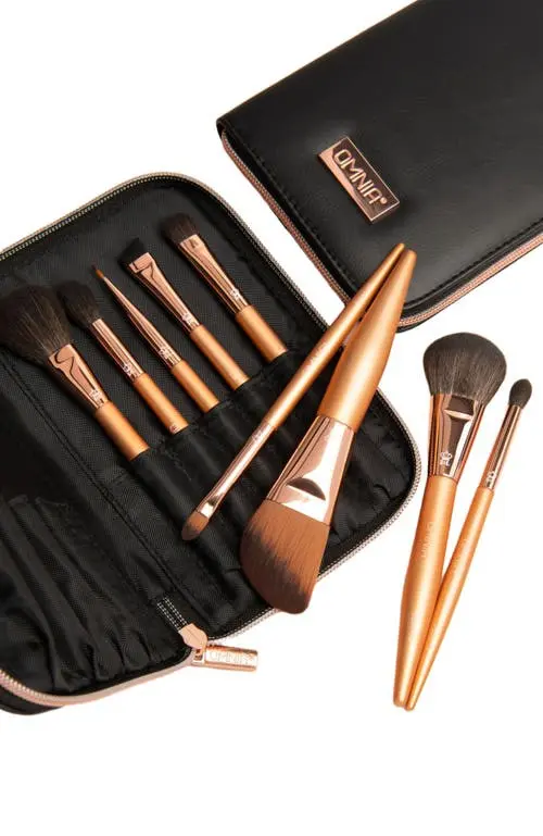 OMNIA BRUSH Rose Gold 9pc Makeup Travel Brush Set