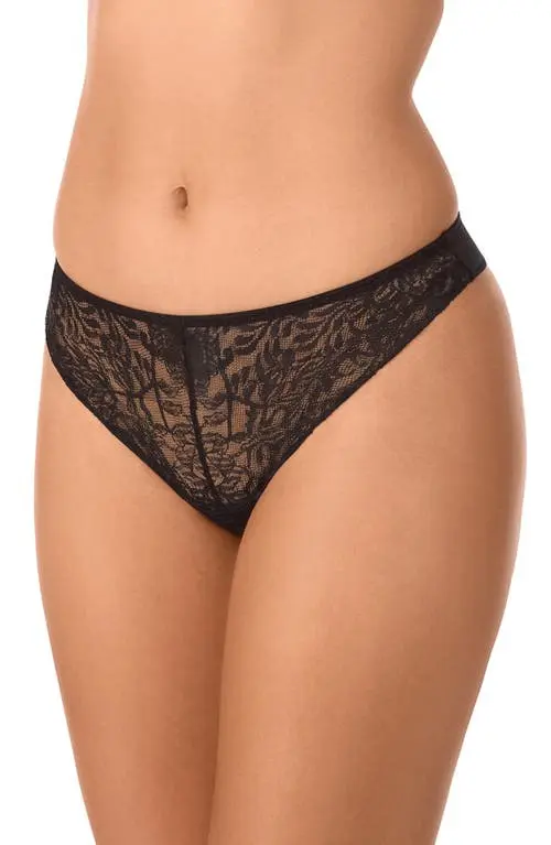 ON GOSSAMER Luxe Lace Thong - Black