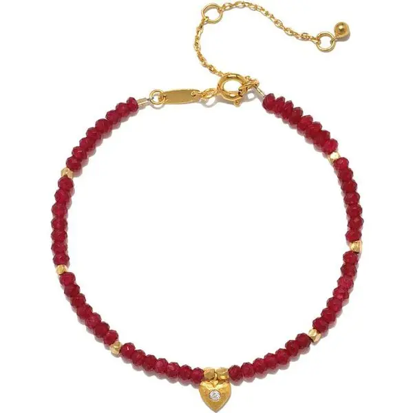 SATYA JEWELRY Healing Heart Onyx Bracelet - Red