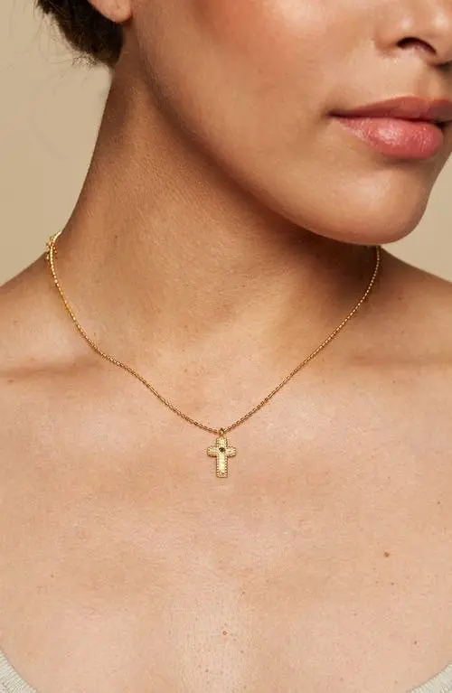 SATYA JEWELRY Garnet Cross Pendant Necklace
