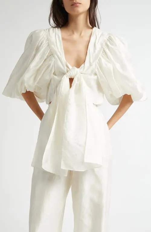 EENK Tie-front Silk Bolero Top